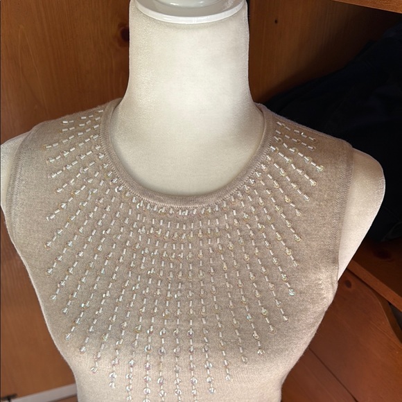 GAP | Tops | Beige Sleeveless Top With Beaded Detail | Poshmark